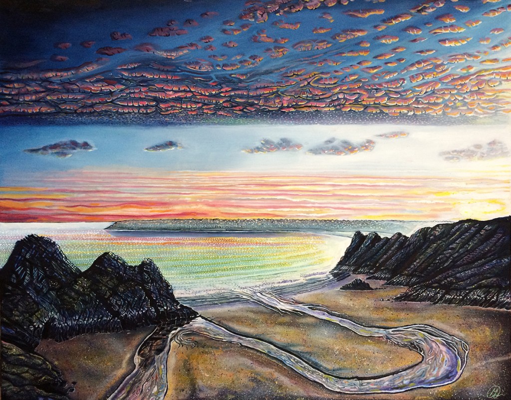 Mikey Jones Art | Three Cliffs Bay painting, Gower, Wales